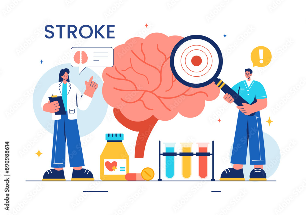 A Vector Illustration of Human Brain Stroke Highlighting Medical ...