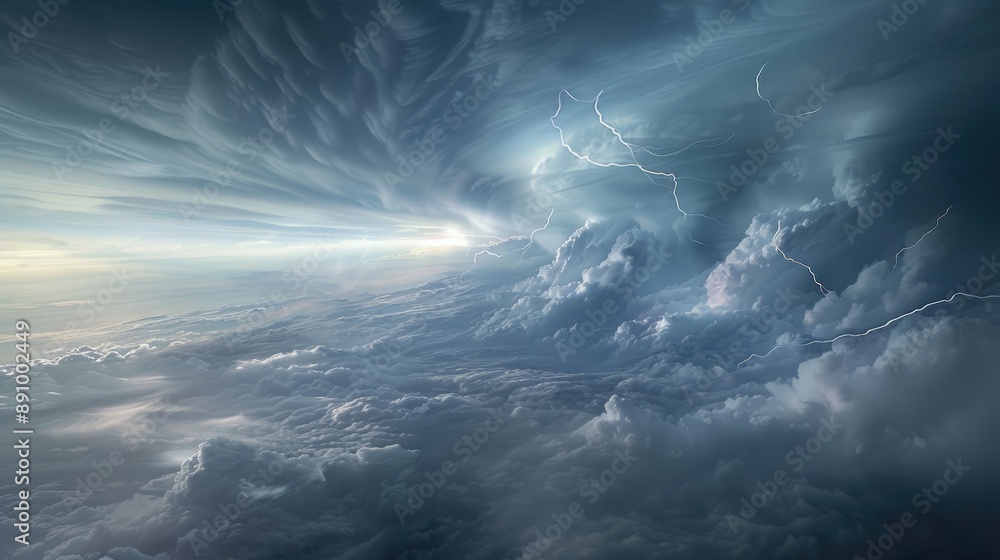 Celestial spirits of wind and storm clashing in a dramatic skyscape of ...