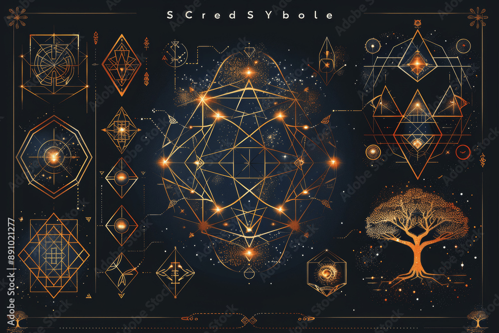 Sacred Geometry Symbols Collection: Flower of Life, Metatron's Cube ...