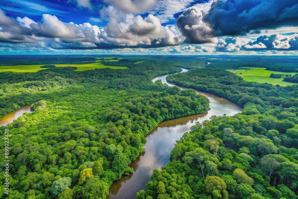 Fascinating views of the Amazon rainforest from the air, slow shutter ...