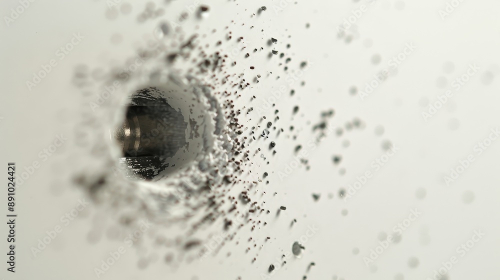 High-speed photograph of a bullet hitting a paper target, concentric ...