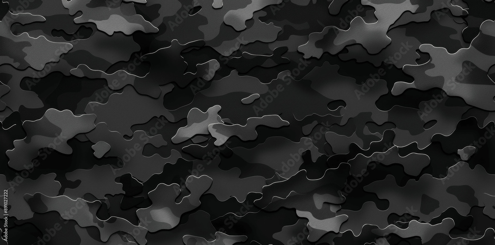 Seamless Dark Black and Grey Camouflage Pattern for Military and ...