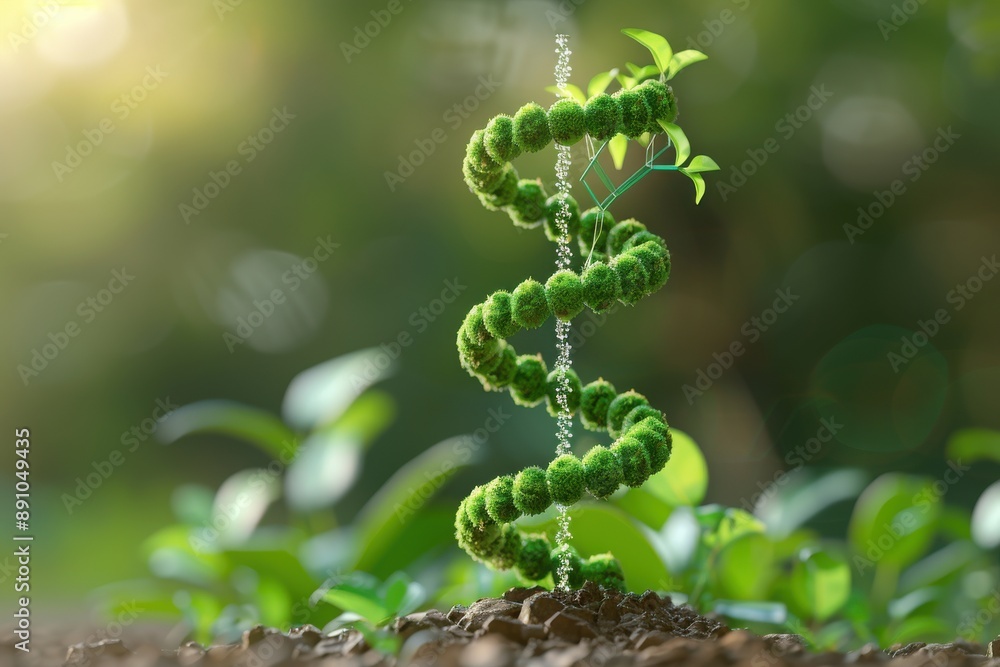 DNA Plant, Spiral DNA structure growing into a green plant ...