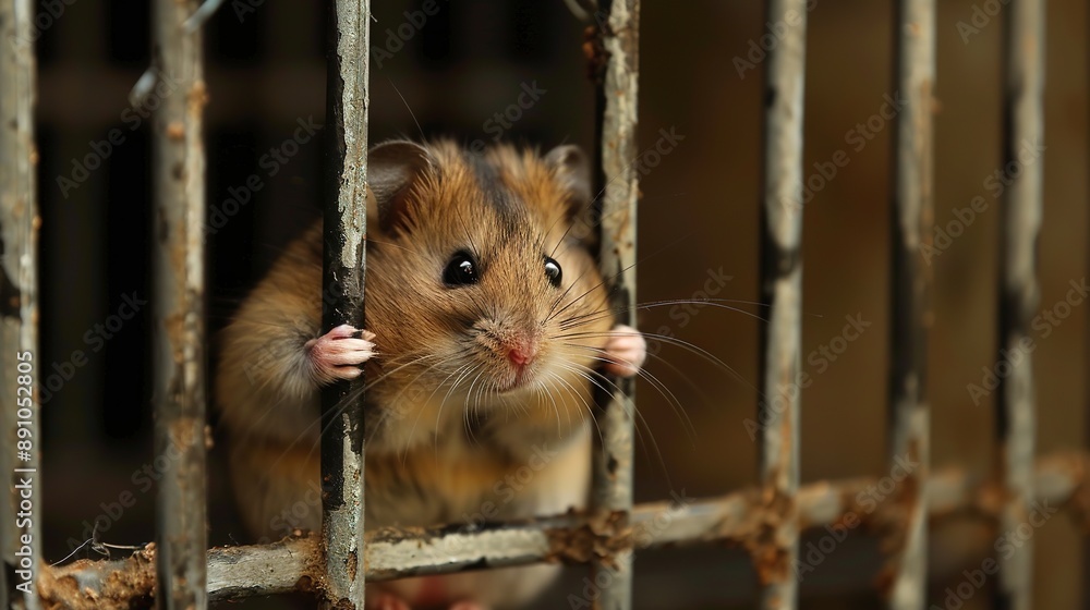 Hamster Escapes from Prison, Captured in a Playful Scene with Tiny Jail ...