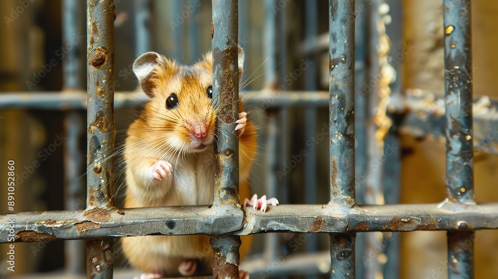 Hamster Escapes from Prison, Captured in a Playful Scene with Tiny Jail ...