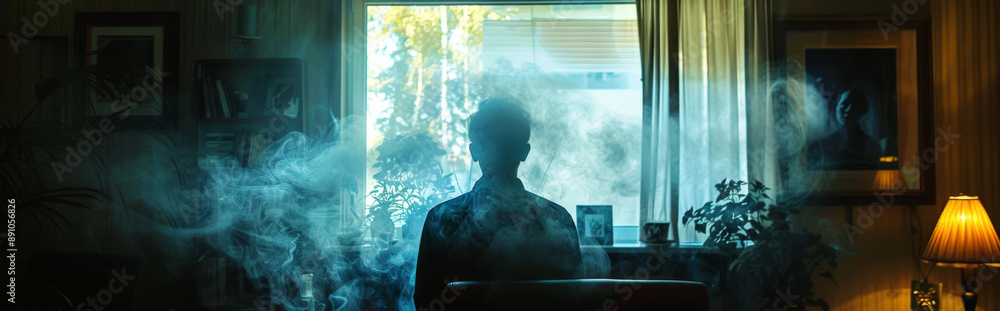 faint, ghost-like images within a vibrant scene, symbolizing the ...