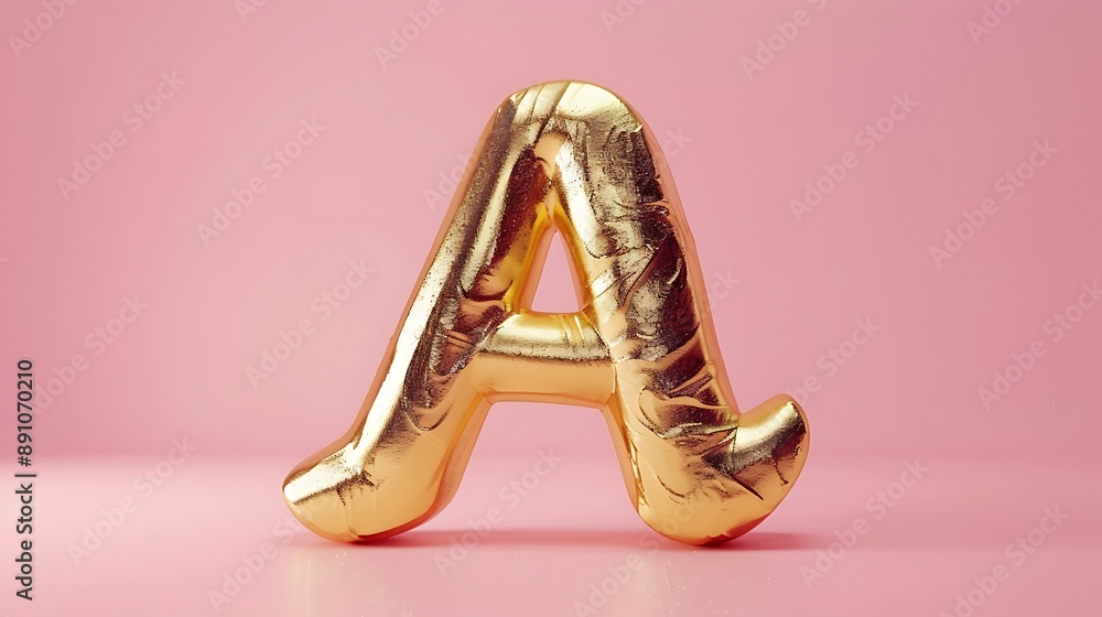 Gold capital Letter a on pink background from a gorgeous set of ...