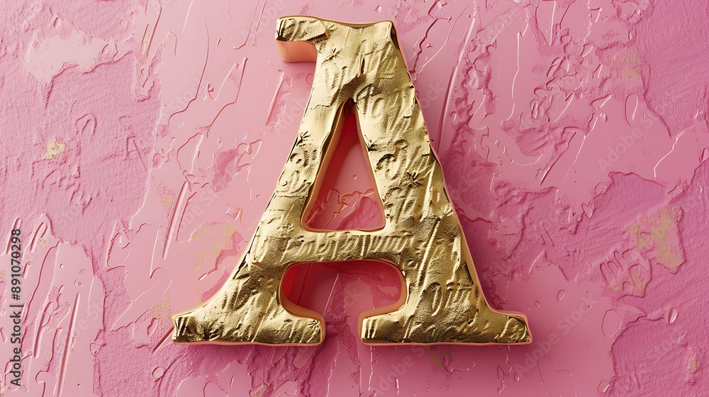 Gold capital Letter a on pink background from a gorgeous set of ...