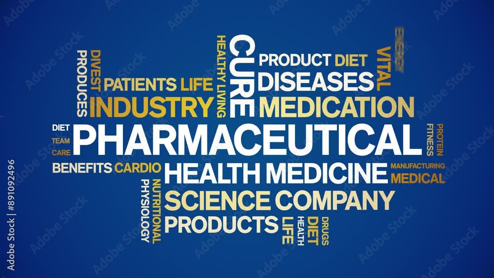Pharmaceutical animated word cloud;text design animation tag kinetic ...