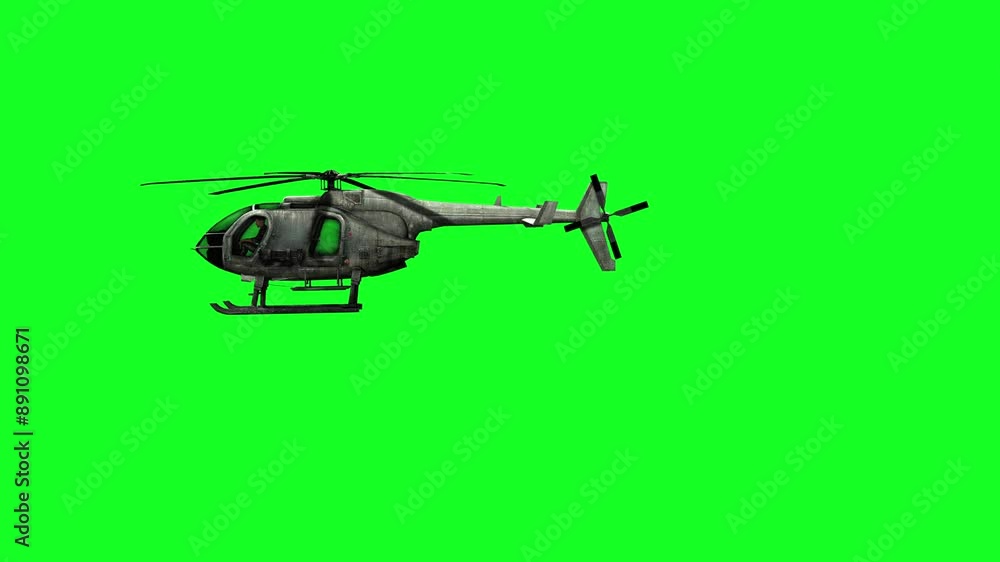 Helicopter flying flying five different camera view with green ...