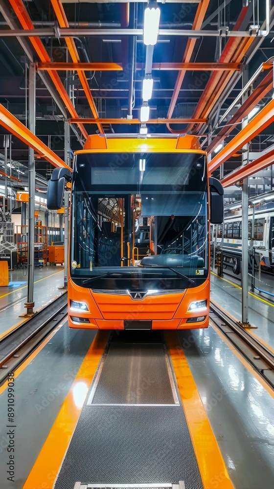Futuristic Electric Bus Manufacturing: Abstract Visualization of ...
