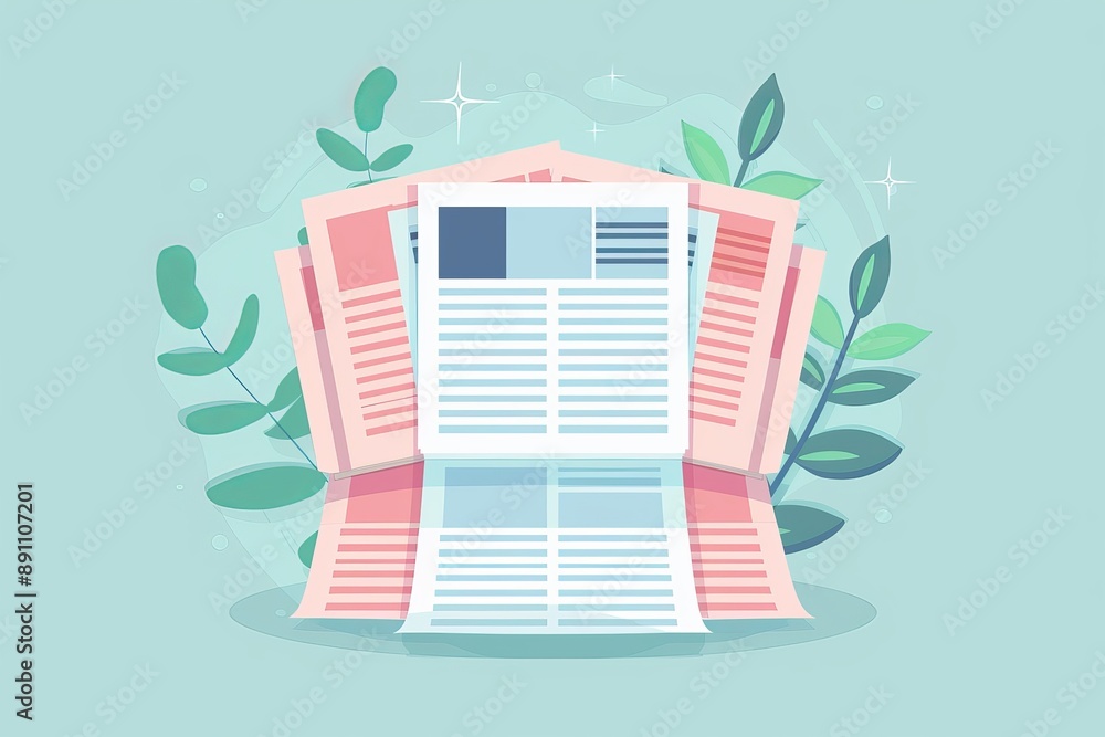 Animated Newspaper Publication Front View in Flat Design with ...