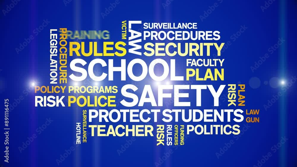 School Safety animated word cloud;text design animation tag kinetic ...