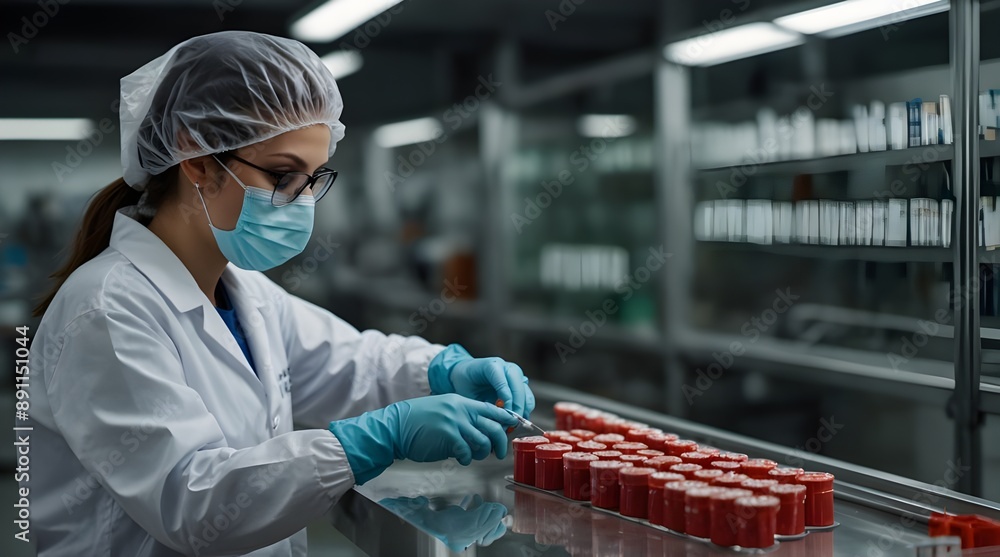 In a pharmaceutical manufacturing plant, a pharmaceutical scientist ...