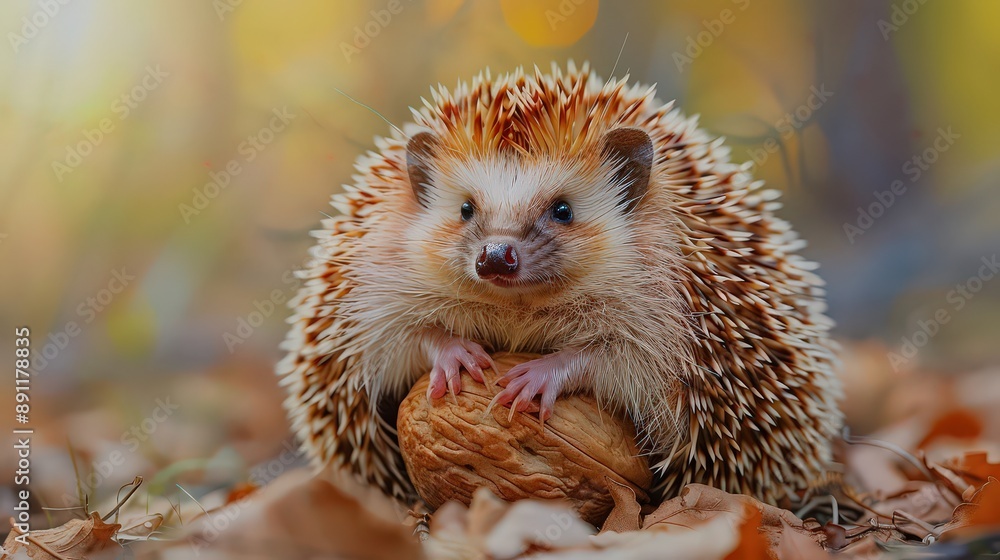A hedgehog curled into a ball and rolling down a gentle slope, with ...
