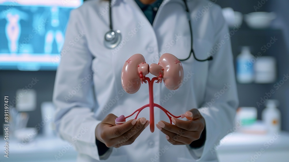 Urinary health care explained by a female doctor with a realistic ...