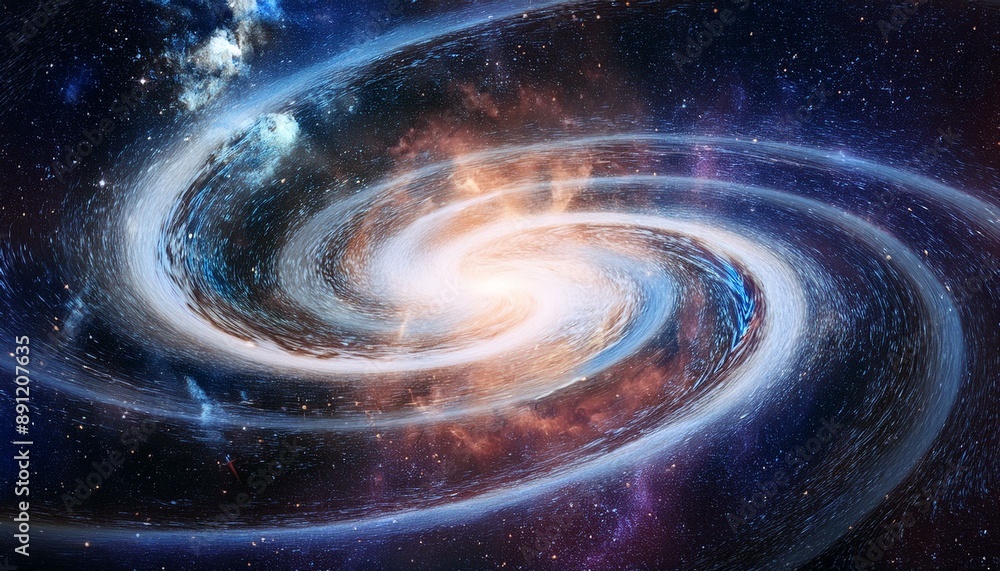 abstract spiral galaxy, blue spiral galaxy, spiral galaxy in space ...