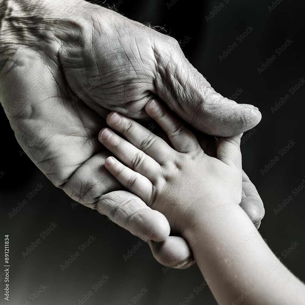 Elderly hand holding Young Toddler Hand - Difference between ...