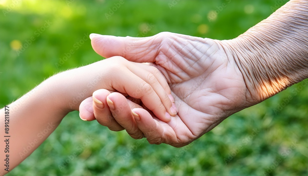 Elderly hand holding Young Toddler Hand - Difference between ...