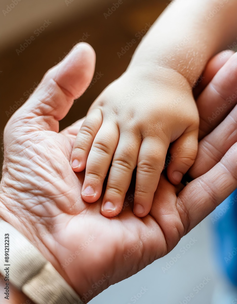 Elderly hand holding Young Toddler Hand - Difference between ...