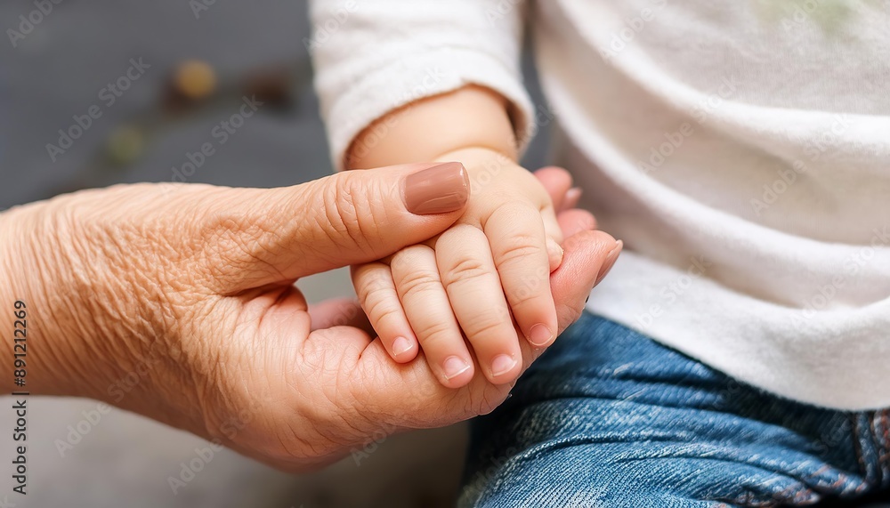 Elderly hand holding Young Toddler Hand - Difference between ...