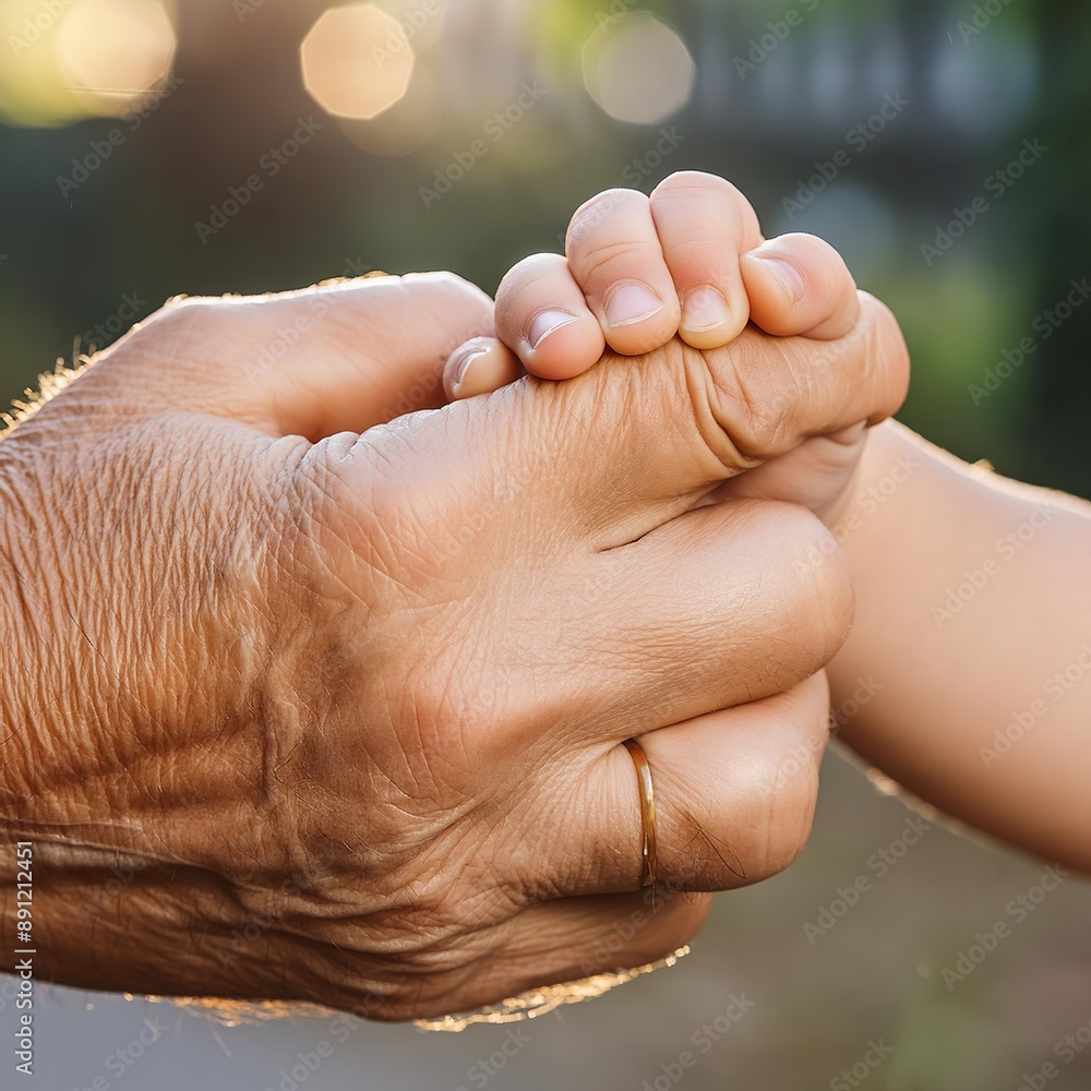 Elderly hand holding Young Toddler Hand - Difference between ...