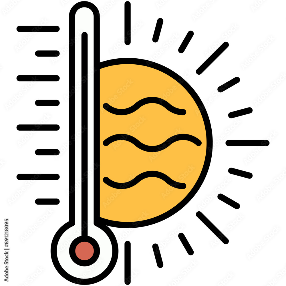 Heat Wave Icon. Extreme Hot Temperature Pictogram Graphic Illustration ...