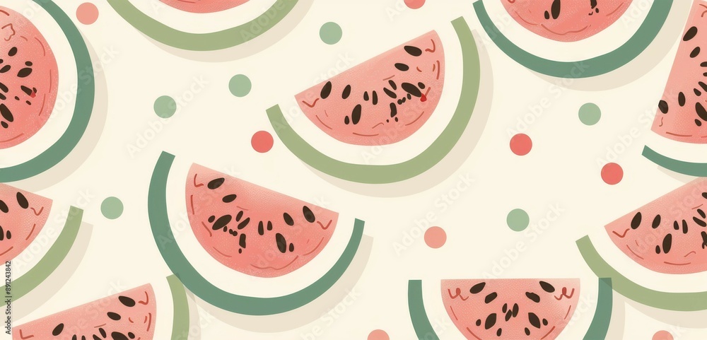 Soft watermelon slice pattern background in pale pinkish color scheme ...