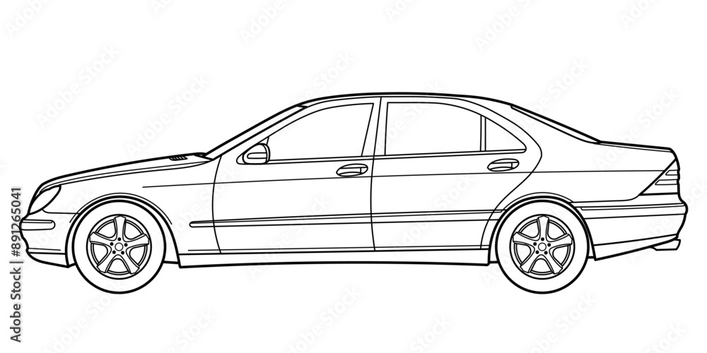 Ivano-Frankivsk, Ukraine - 26 June 2024: Outline drawing of a Mercedes ...