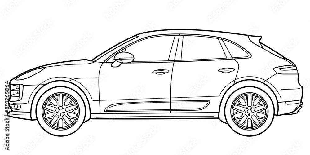 Ivano-Frankivsk, Ukraine - 7 July 2024: Outline drawing of a Porsche ...