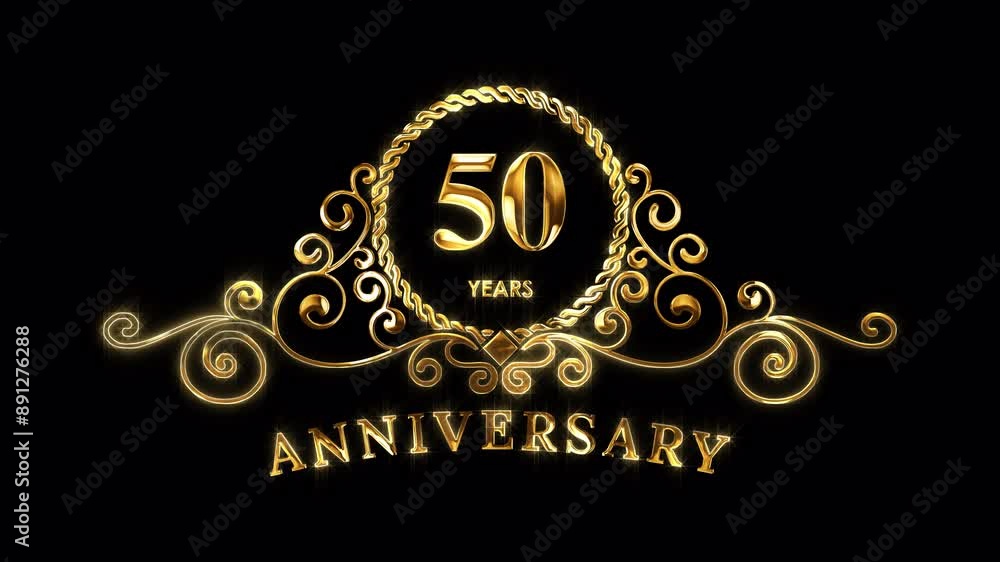 50th Anniversary Celebration. Golden 50 Years Anniversary Animation in ...