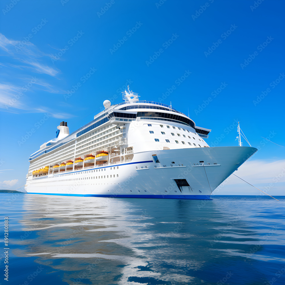Majestic Modern Cruise Ship Sailing in Azure Waters Under Clear Blue ...