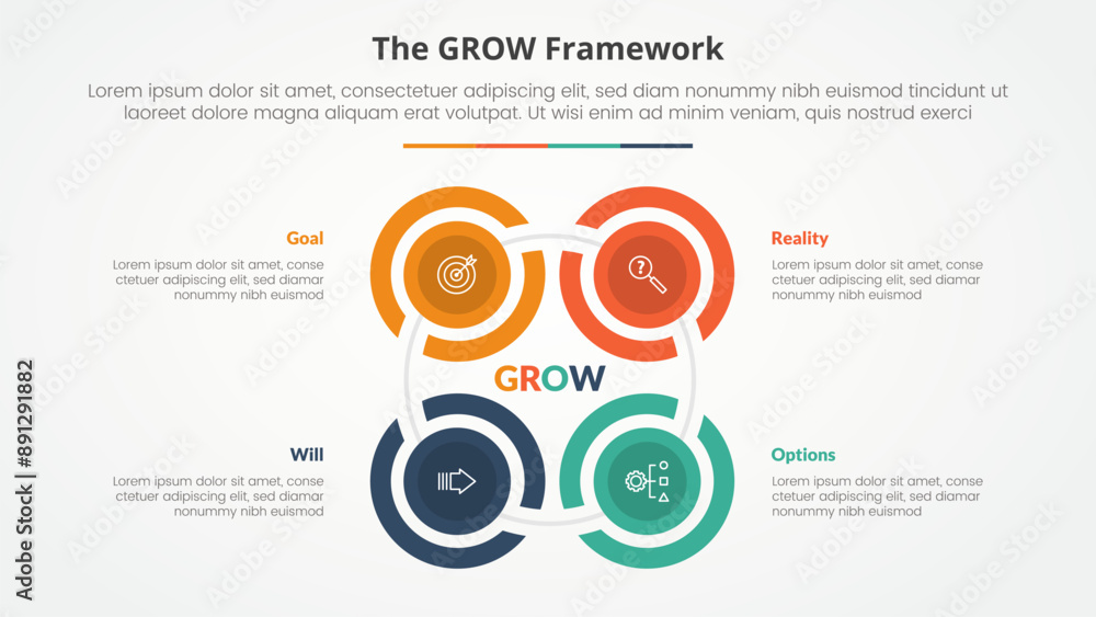 GROW model coaching infographic concept for slide presentation with ...