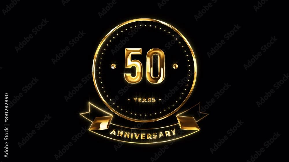 50th Anniversary Celebration. Golden 50 Years Anniversary Animation in ...