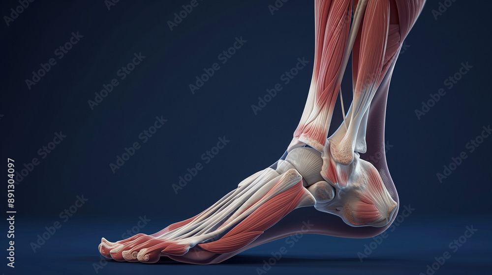 Anatomical illustration of the human leg, focusing on muscles and ...
