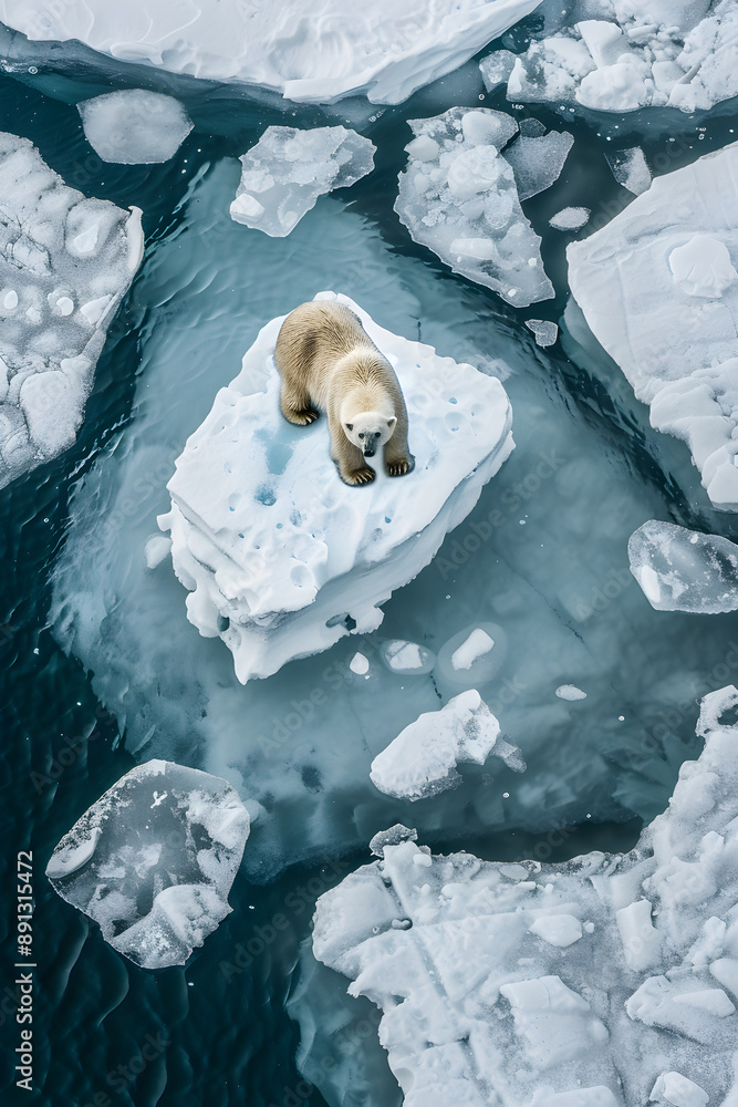Polar Bear on Melting Iceberg - Climate Change Impact on Arctic ...
