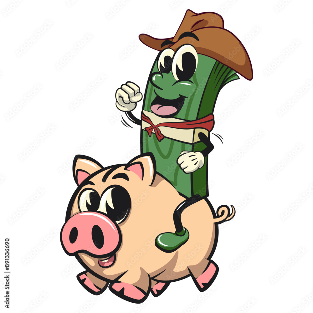 character of a bundle of cash money riding a piggy bank cartoon vector ...