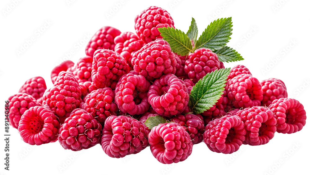 Raspberry raspberries, many angles and view side top front group pile ...