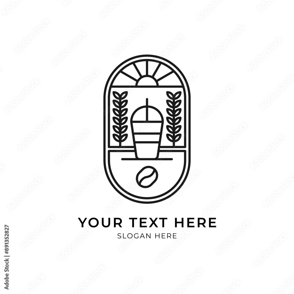 Coffee shop or restaurant logo with line art style. Minimalist line ...