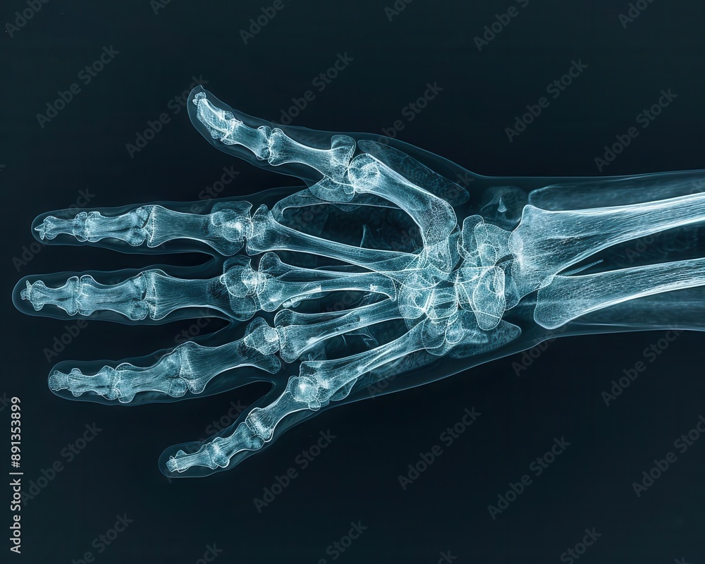 This xray image showcases the detailed structure and bones of a human ...