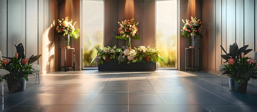Simple and respectful funeral services banner, leaving room Stock ...