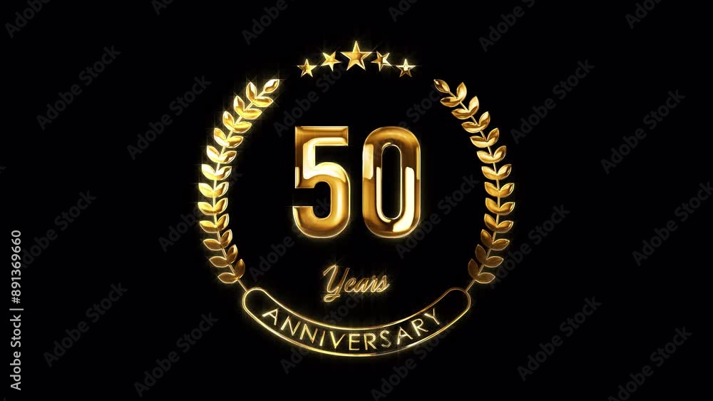 50th Anniversary Celebration. Golden 50 Years Anniversary Animation in ...