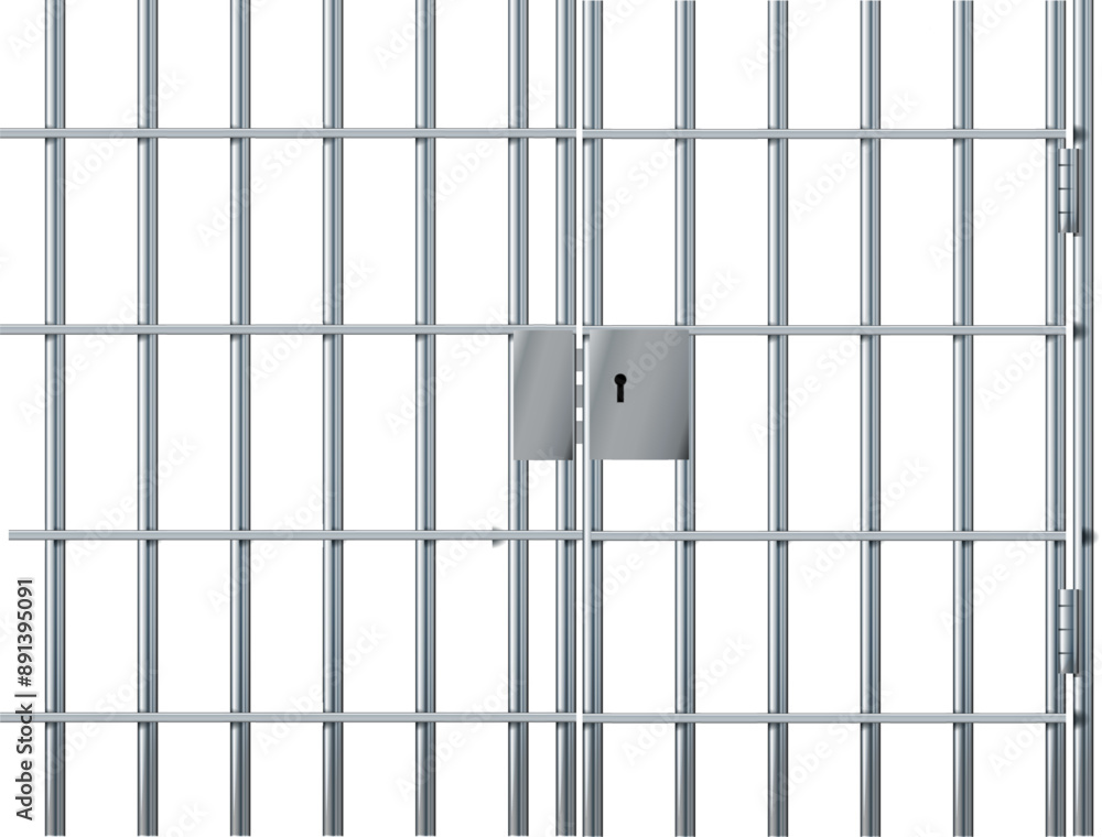 Realistic prison metal bars. Prison fence jail. Iron jail cage ...