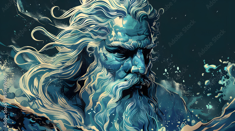 Greek god Poseidon illustration, Poseidon Olympians in ancient Greek ...