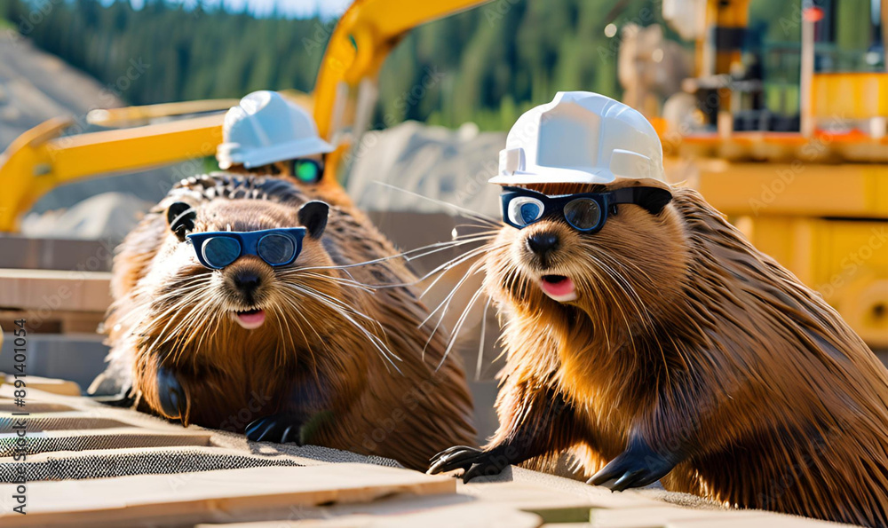 Engineer Beaver: Beavers with glasses and hard hats, building intricate ...
