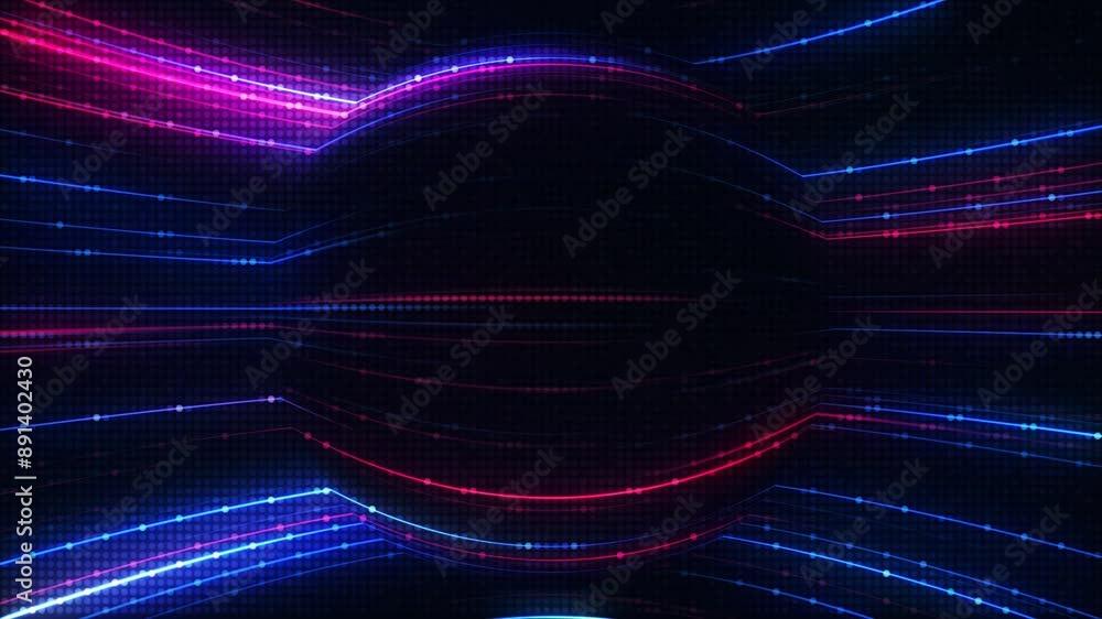 Technology background with glowing red and blue neon light beams and ...
