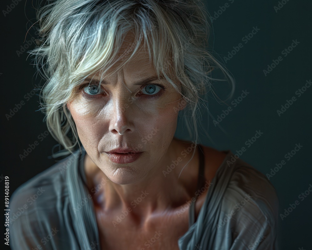 Middle-Aged Woman Facing Life's Challenges, Portraying Inner Turmoil ...