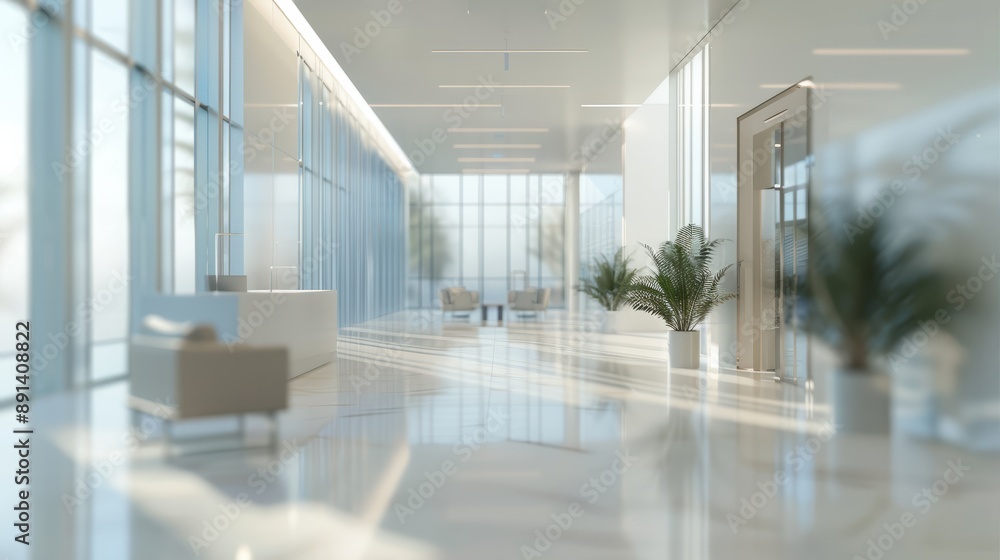 Blurred hotel or office building lobby blur background interior view ...