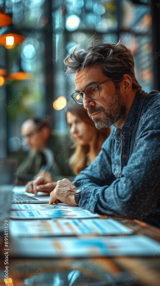 Financial advisor explaining profit and loss statements to clients ...