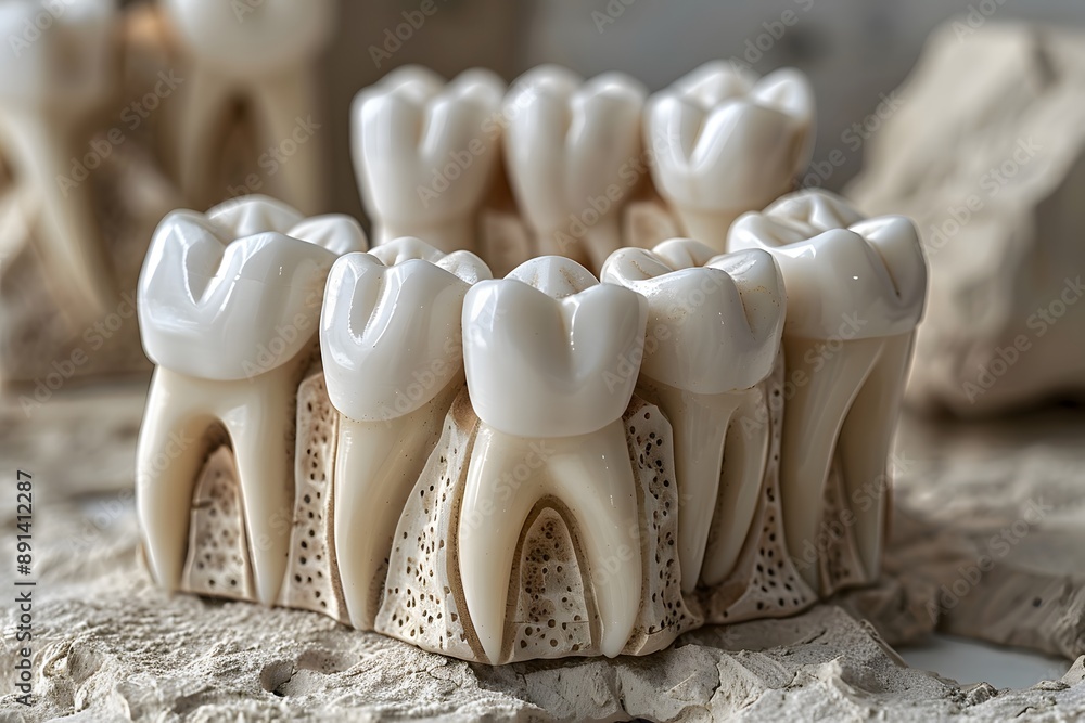 Realistic Model of Human Teeth Displayed on a Natural Surface Stock ...